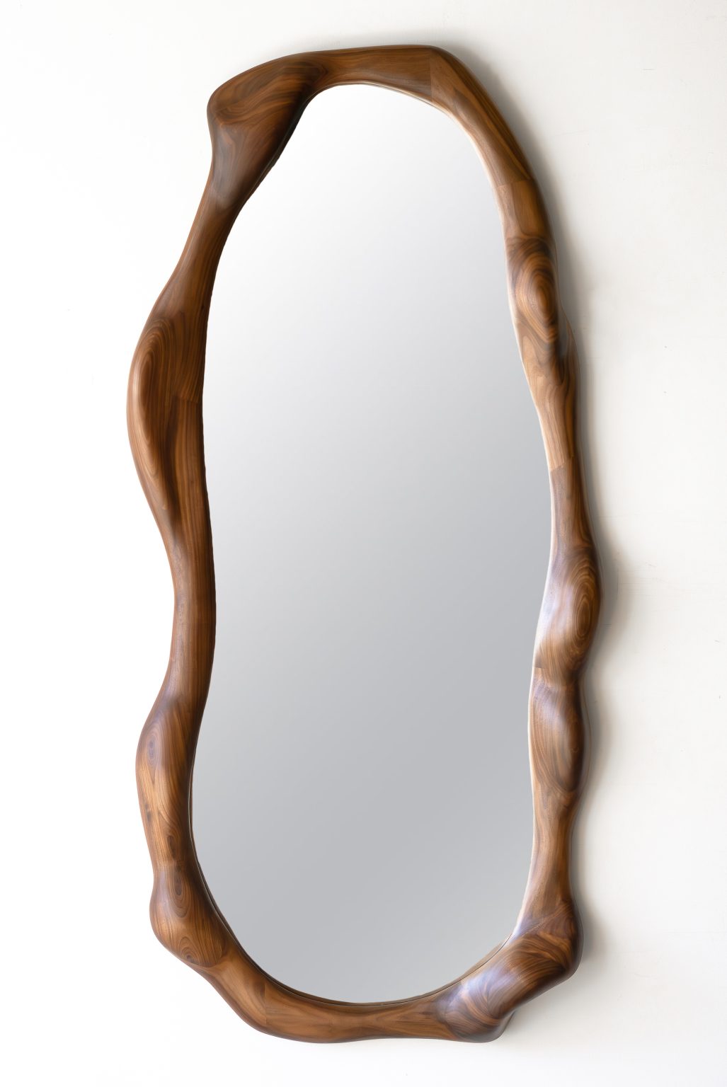 Big Wavy Mirror In Walnut Wood by Alexander Knysch Studio | ADORNO DESIGN