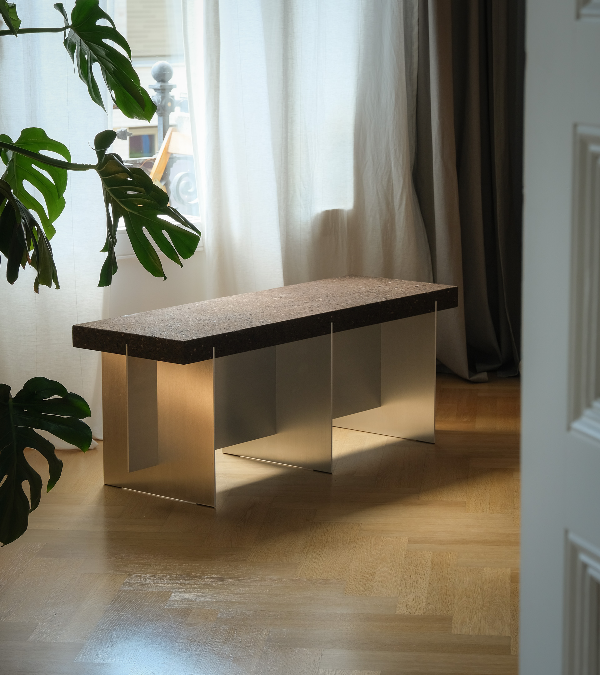 Cork X | Bench 01 – Cork / Metal Bench by Robert Megel | ADORNO DESIGN